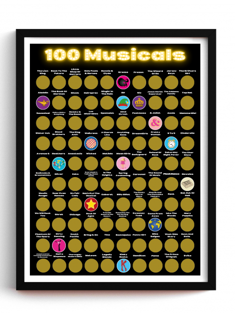 100 Musicals Scratch Off Poster – Theatre Gifts